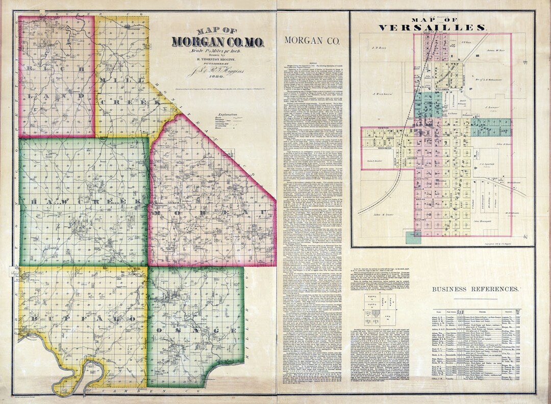 1880 Farm Line Map of Morgan County Missouri Versailles - Etsy