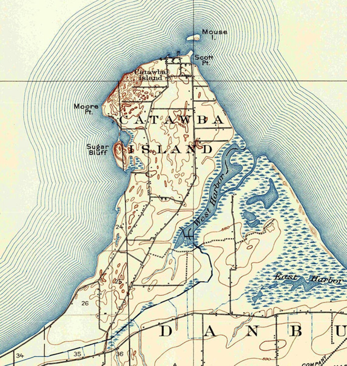 1903 Topo Map of Put-In-Bay Ohio Lake Erie Islands | Etsy