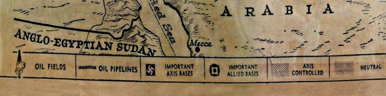 1940s Map of Middle East Oil Fields During World War 2 | Etsy
