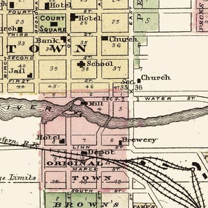 1878 Town Map of Baraboo Sauk County Wisconsin - Etsy