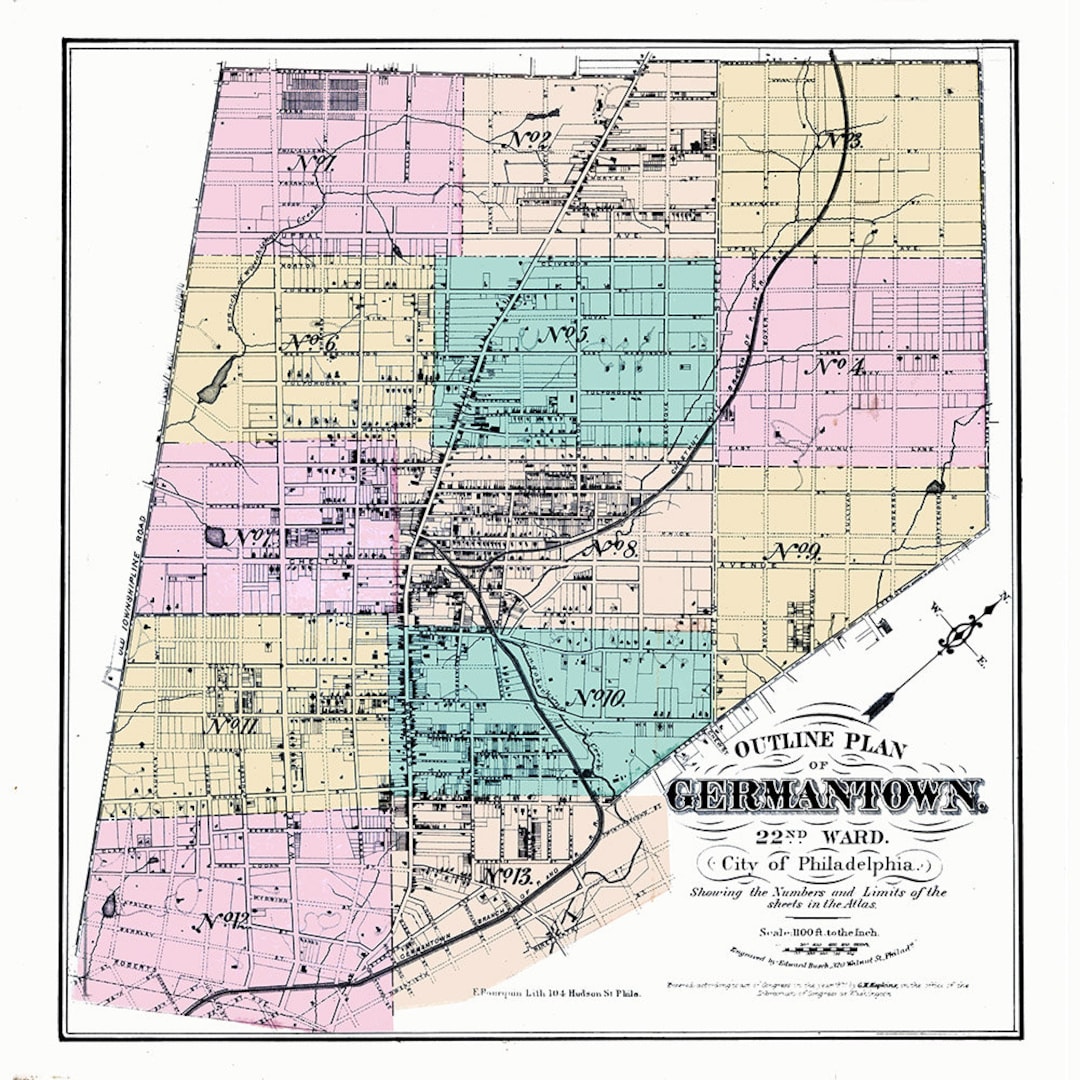 1871 Map of Germantown Pennsylvania - Etsy