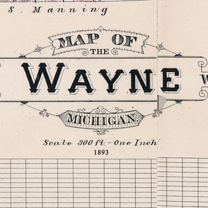 1893 Town Map of Wayne Wayne County Michigan - Etsy
