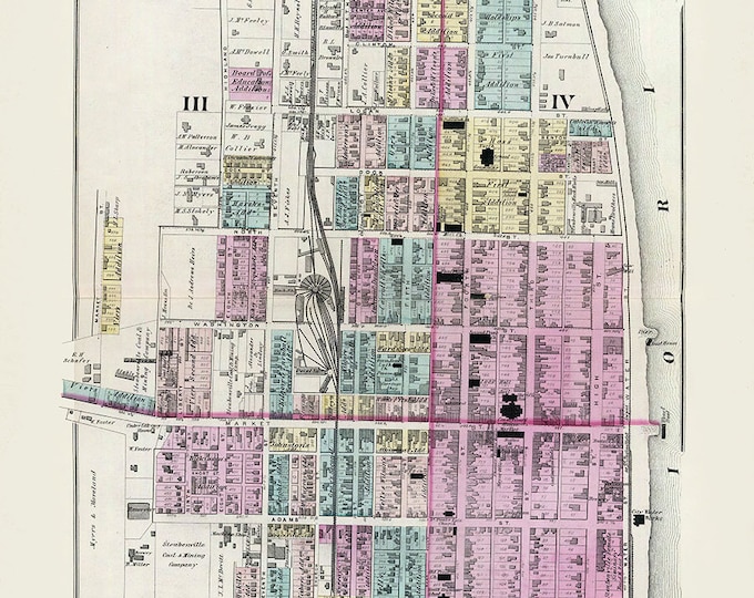 1877 Map of Steubenville Jefferson County Ohio - Etsy