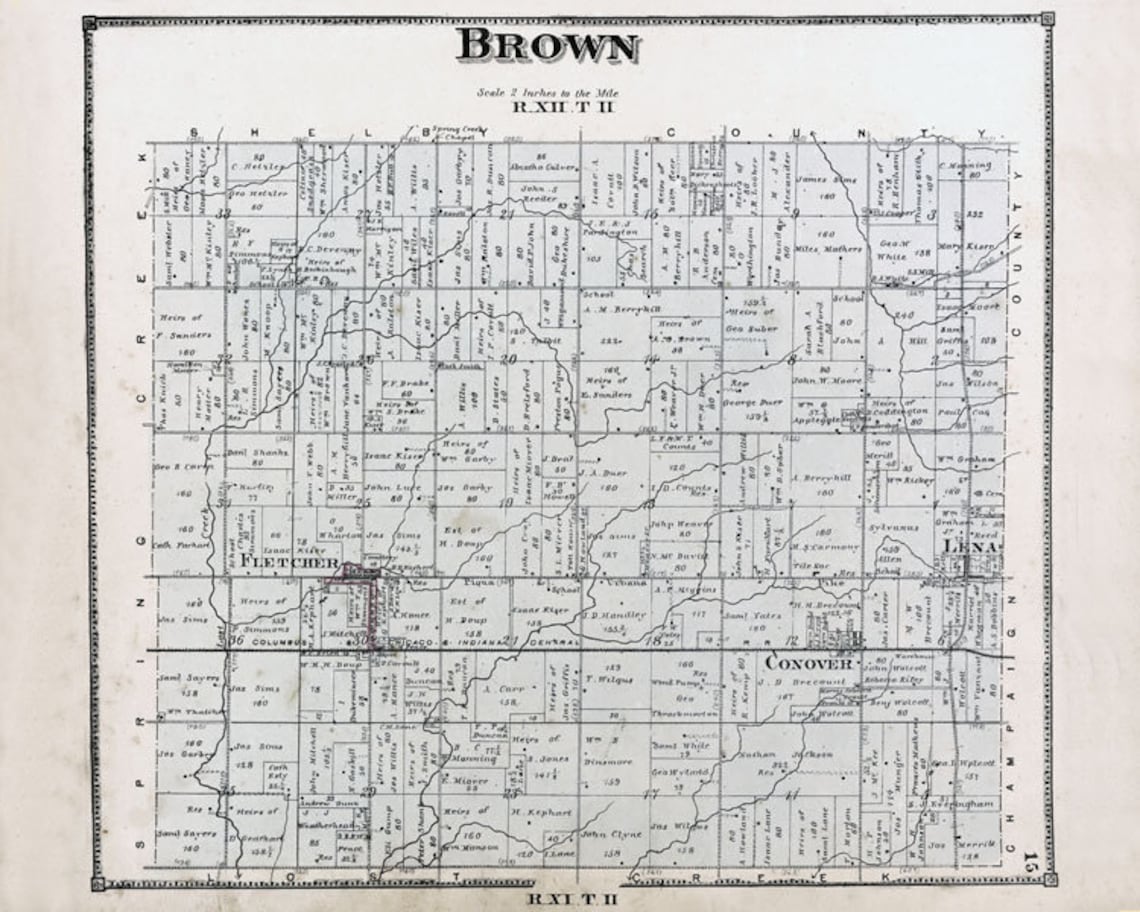 1871 Map of Brown Township Miami County Ohio | Etsy