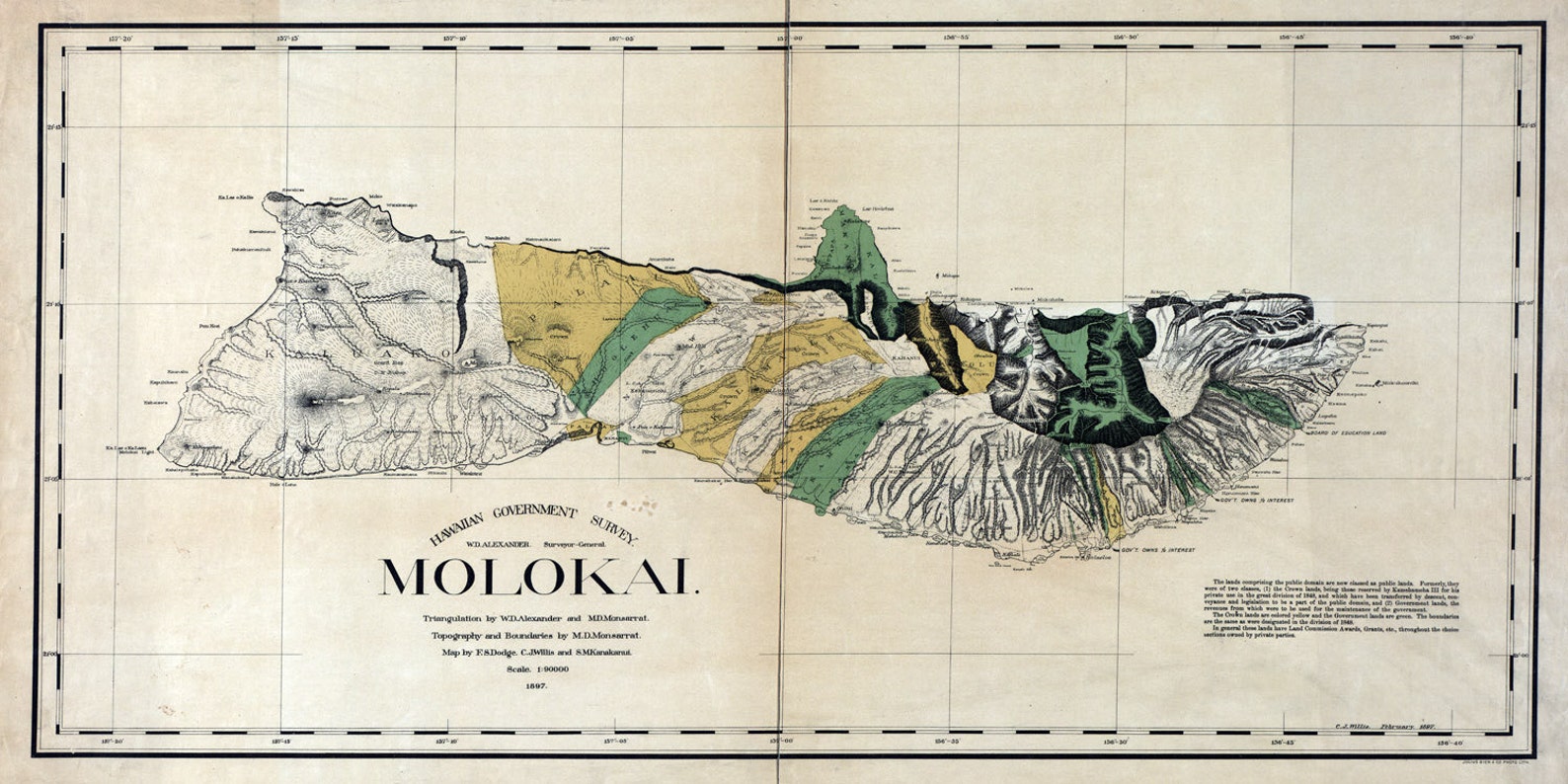 1897 Map of Molokai Hawaii - Etsy