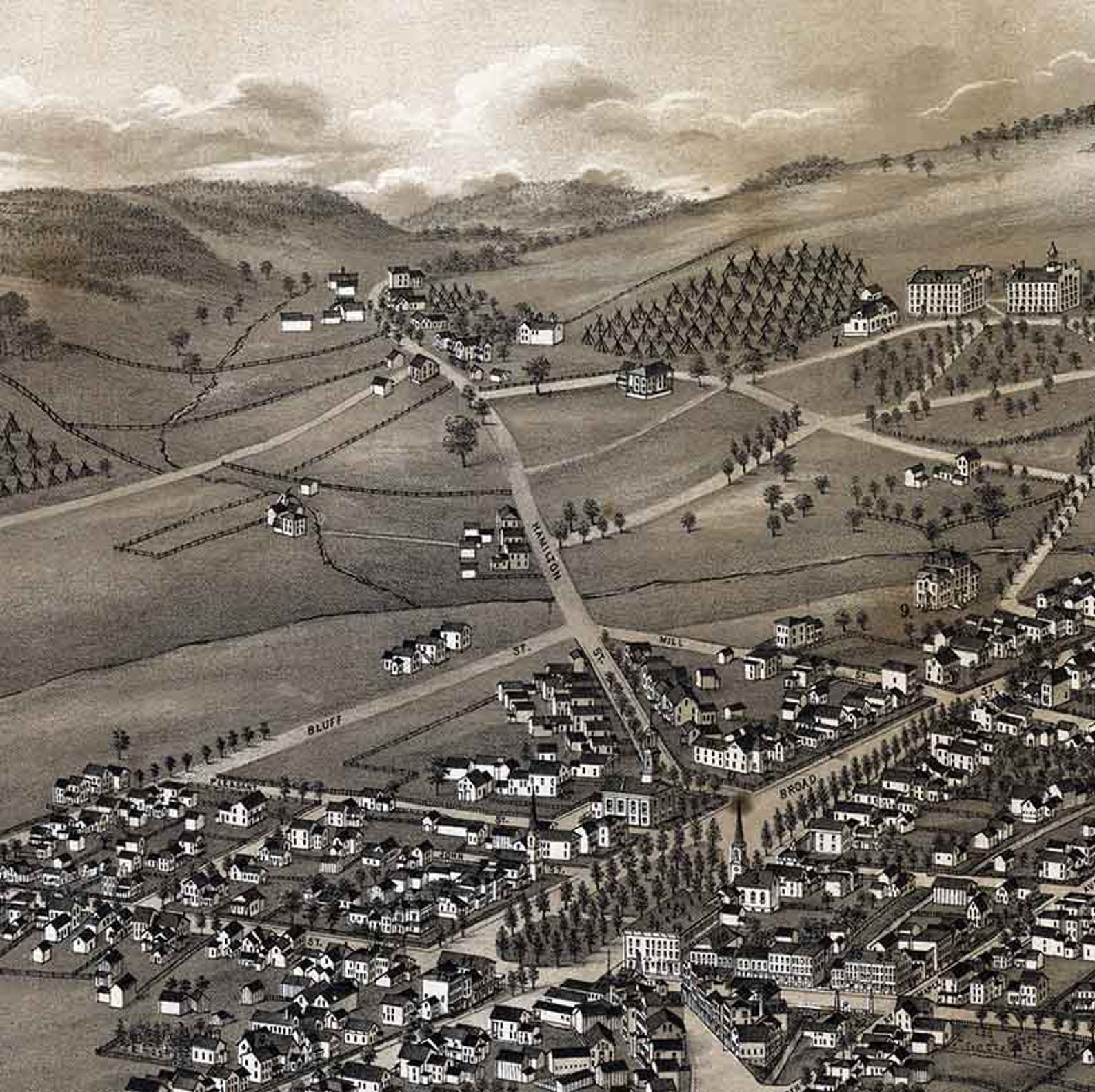 1885 Panoramic Map of Hamilton New York - Etsy