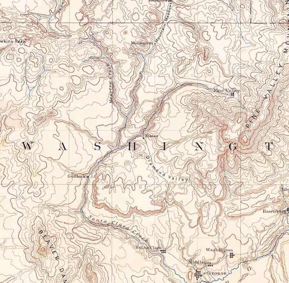 1885 Topo Map of St George Utah - Etsy