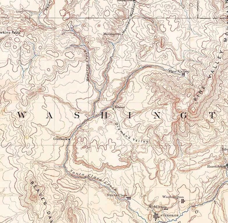1885 Topo Map of St George Utah - Etsy