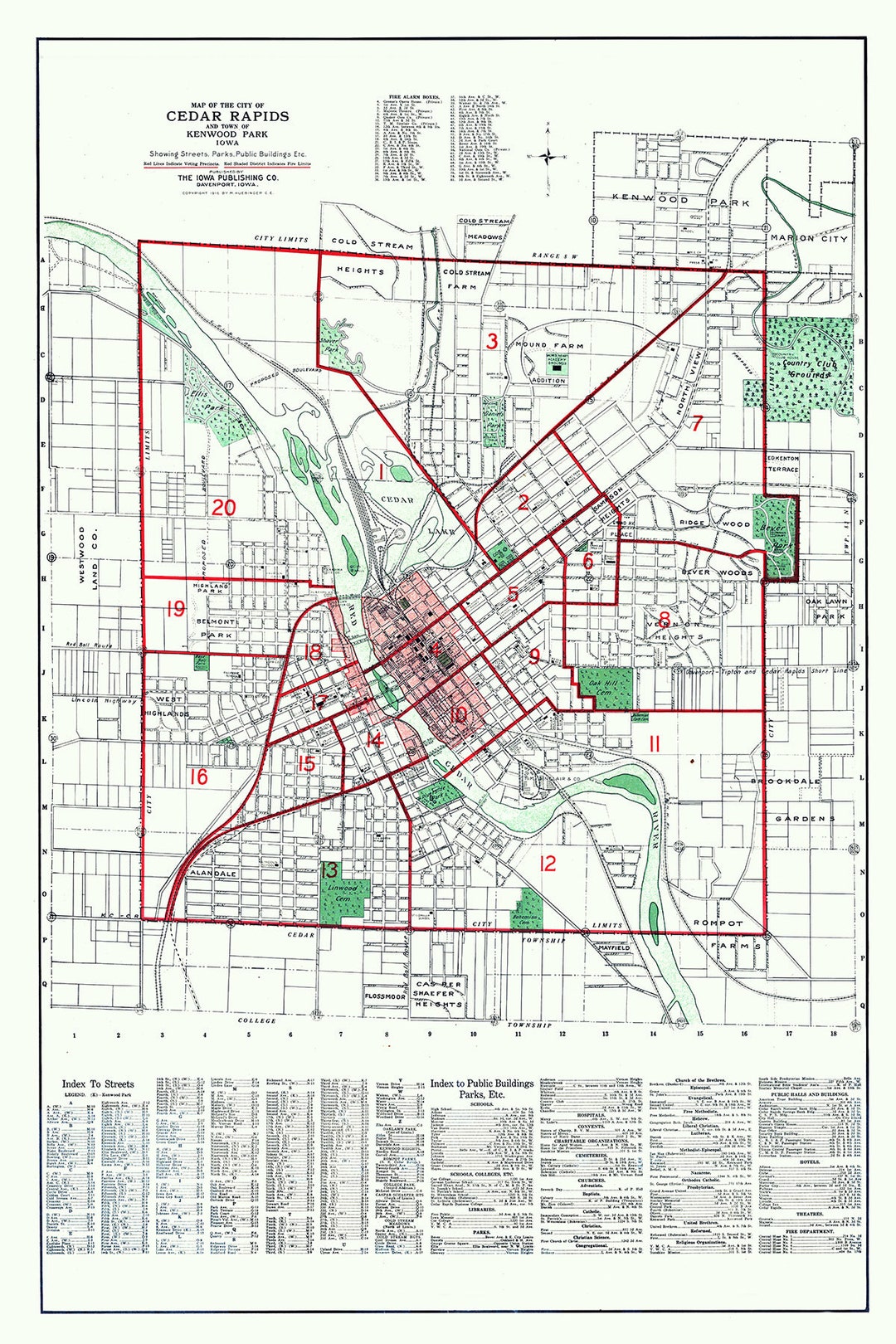 1916 Map of Cedar Rapids Iowa - Etsy