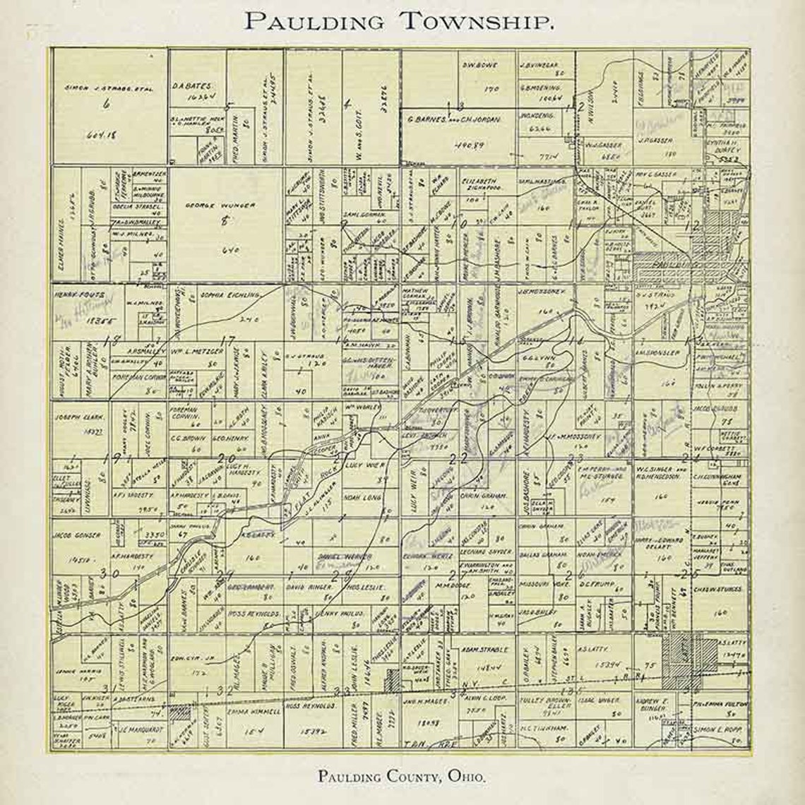 1905 Map of Paulding Township Paulding County Ohio - Etsy