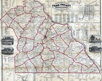 1858 Map of Adams County Pennsylvania Gettysburg Farm Names | Etsy