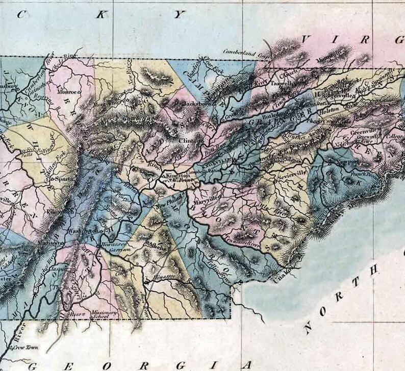 1826 Map of the State of Tennessee - Etsy
