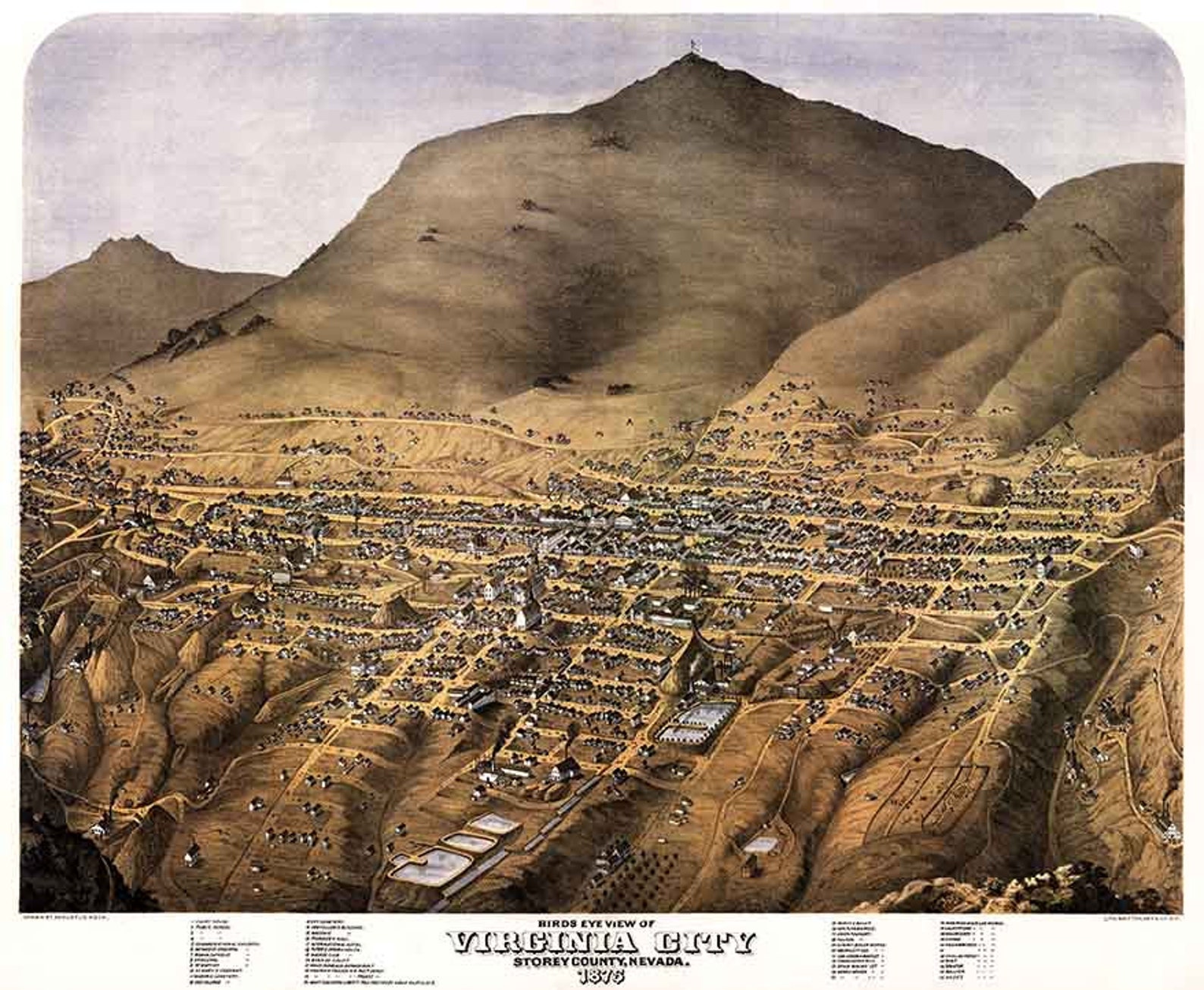 1875 Panoramic Map of Virginia City Storey County Nevada - Etsy