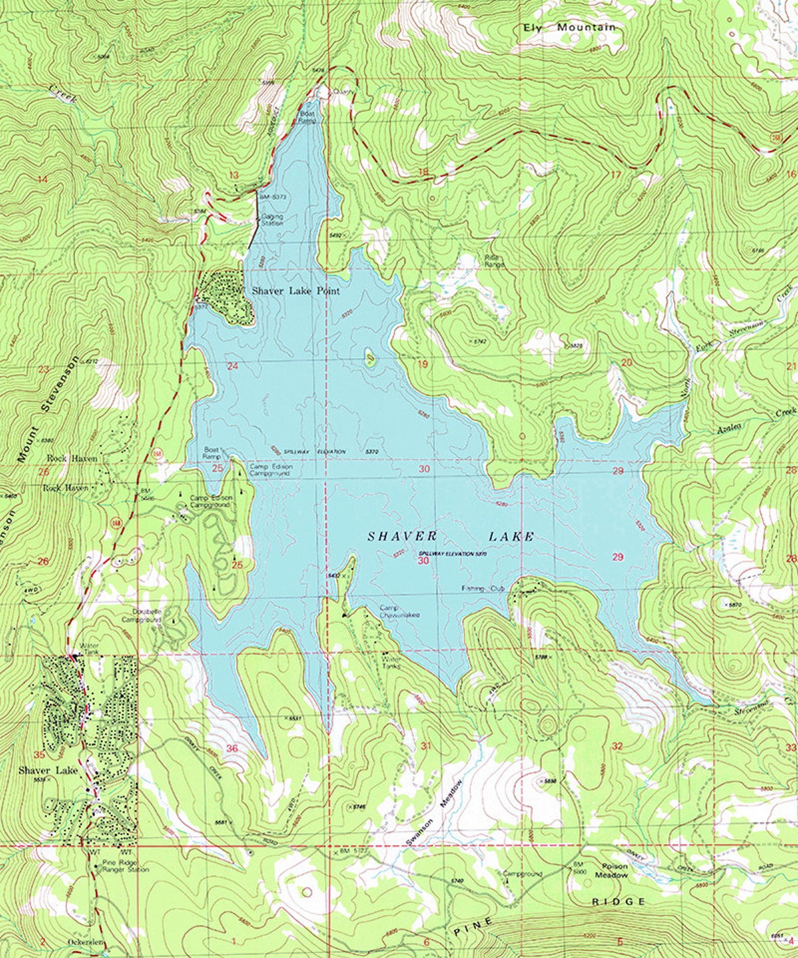 1982 Map of Shaver Lake California | Etsy