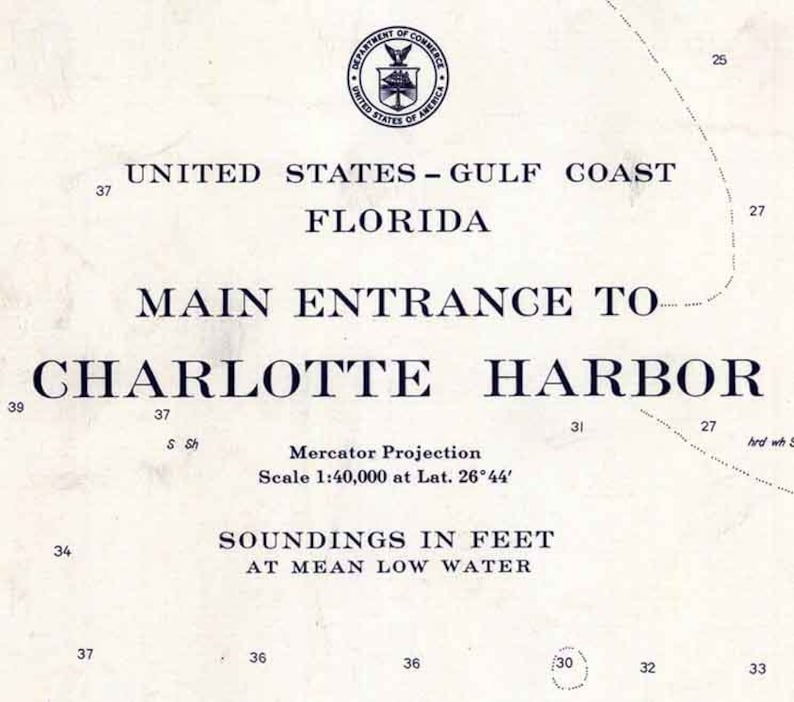 1961 Nautical Map of Charlotte Harbor Florida - Etsy