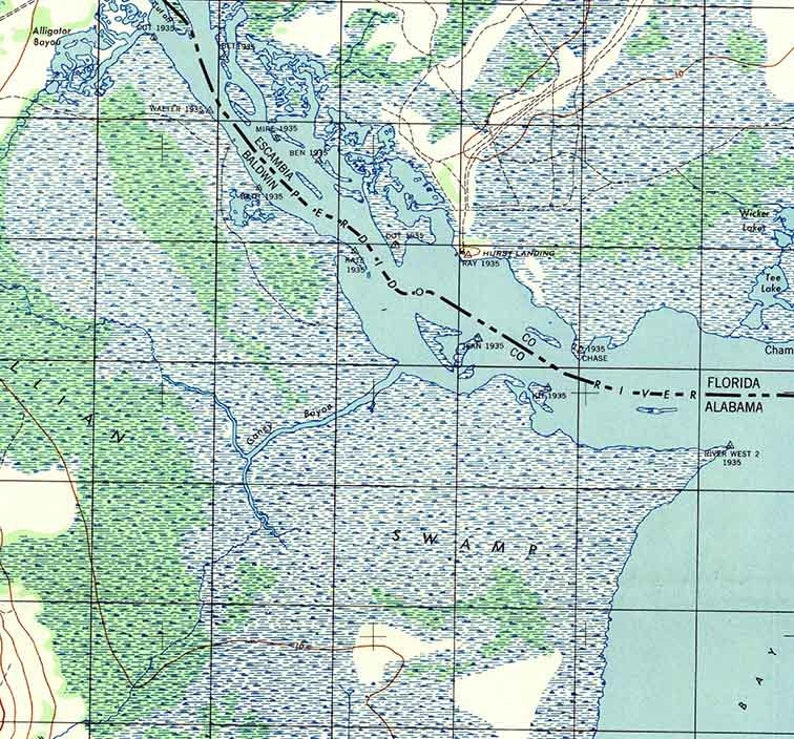 1944 Topo Map of Peridido Bay North Florida Quadrangle - Etsy