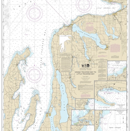 Grand Traverse Bay to Little Traverse Bay Map 1896 Nautical - Etsy