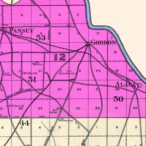 1907 Map of Houston County Alabama - Etsy