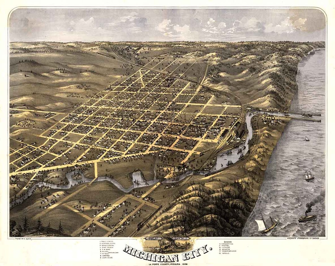 1869 Panoramic Map of Michigan City La Porte County Indiana - Etsy