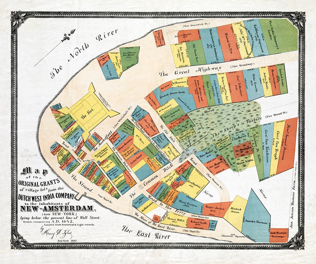 1642 Map Layout of New-amsterdam New York City - Etsy