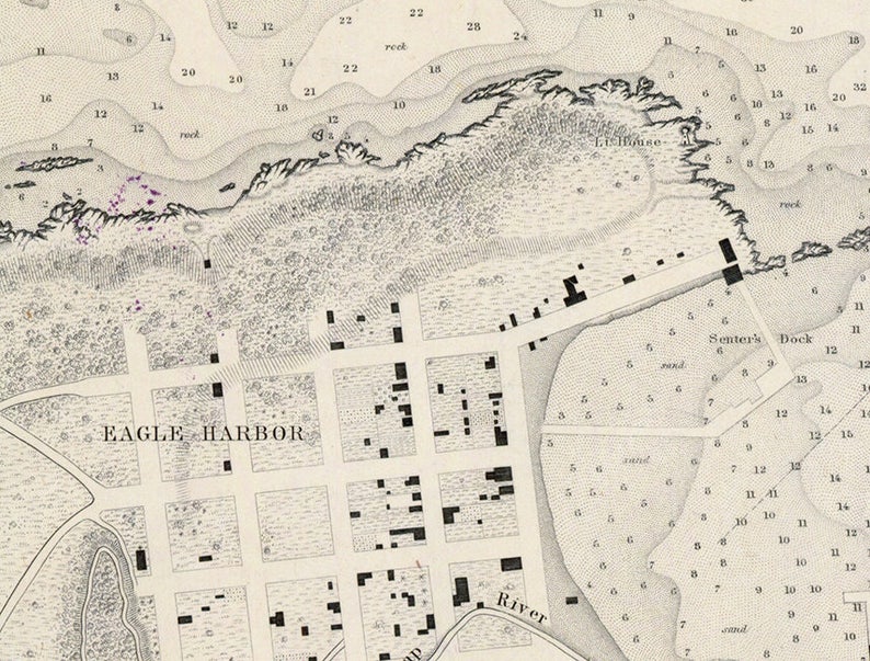 1855 Nautical Map of Eagle Harbor Michigan Lake Superior - Etsy