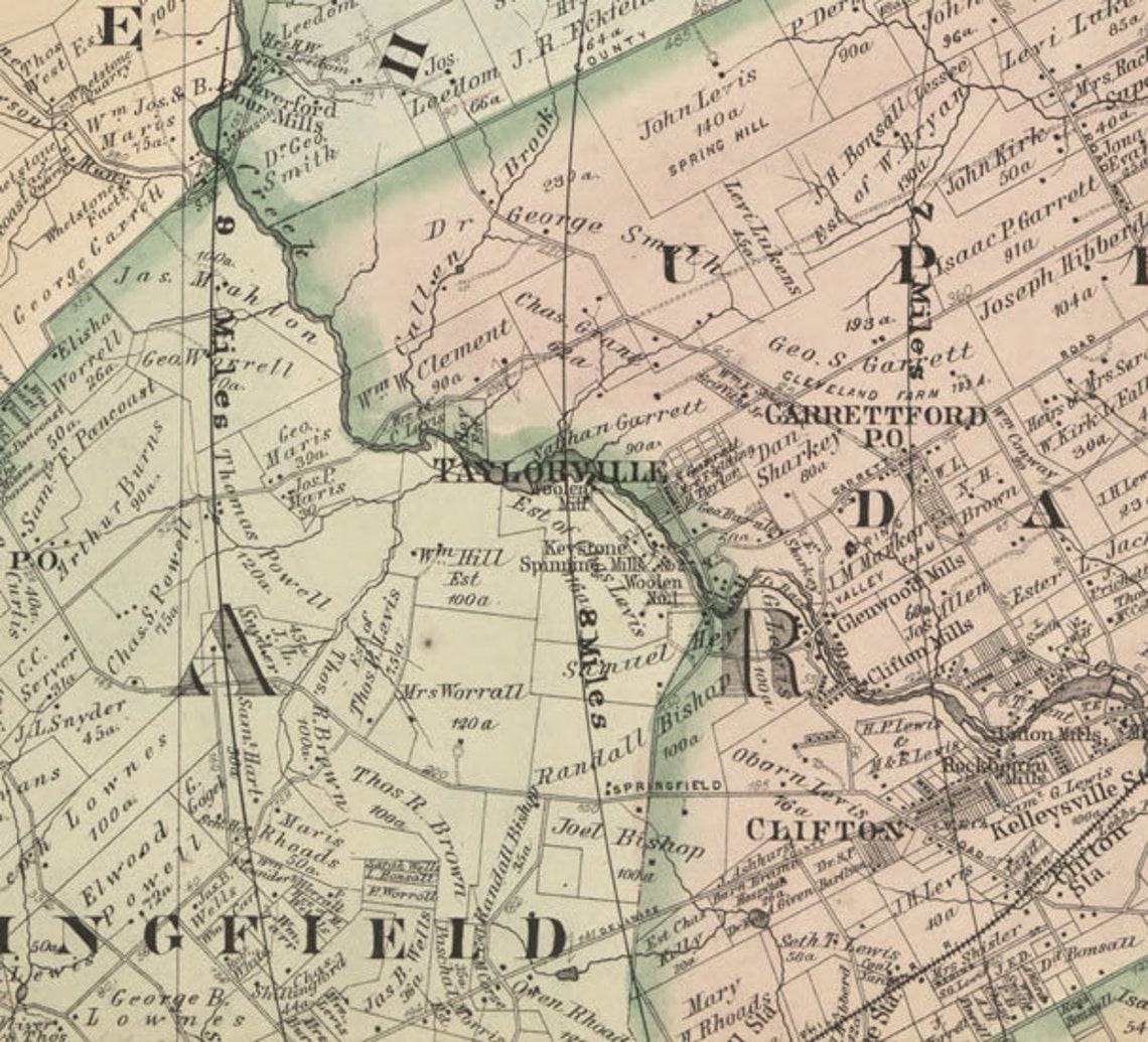 1876 Map of Delaware County PA and the City of Philadelphia | Etsy