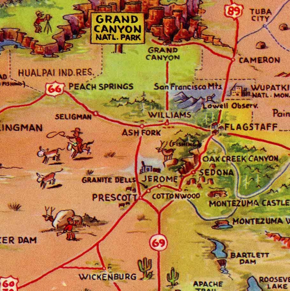 Arizona Cartoon Map - Etsy