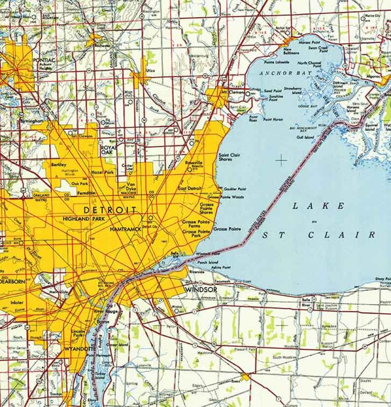 1954 Topo Map of Detroit Michigan Quadrangle Lake Saint Clair - Etsy