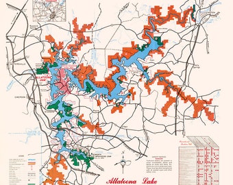 Map of Lake Allatoona - Etsy