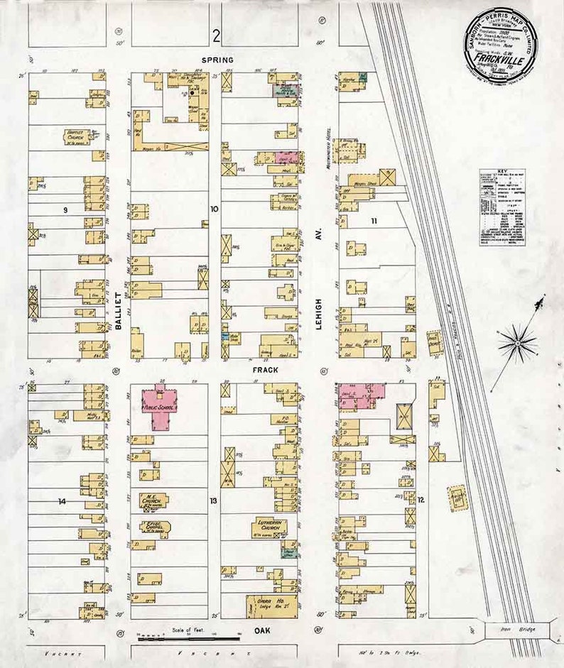 1898 Town Map of Frackville Schuylkill County Pennsylvania - Etsy