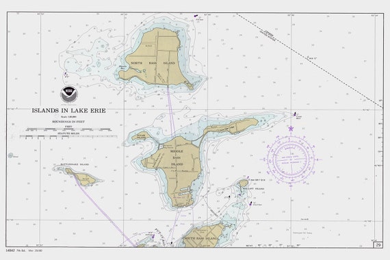 1980 Nautical Map of North Bass and Middle Bass Island Lake | Etsy