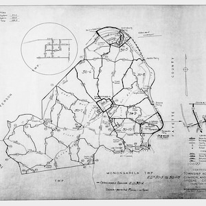 1937 Map of Cumberland Township Greene County Pennsylvania Carmichaels ...