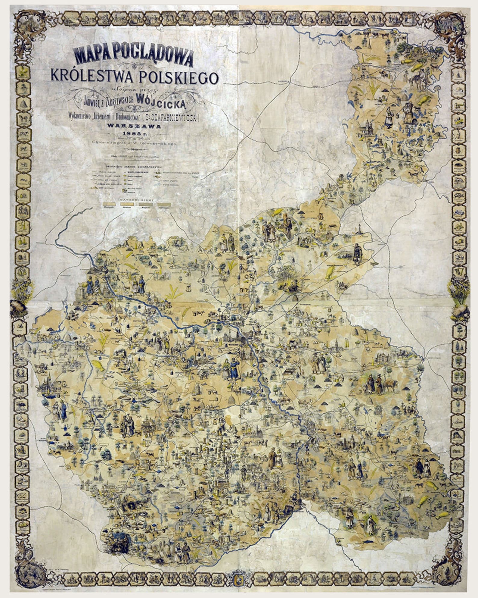 1885 Map of the Kingdom of Poland - Etsy