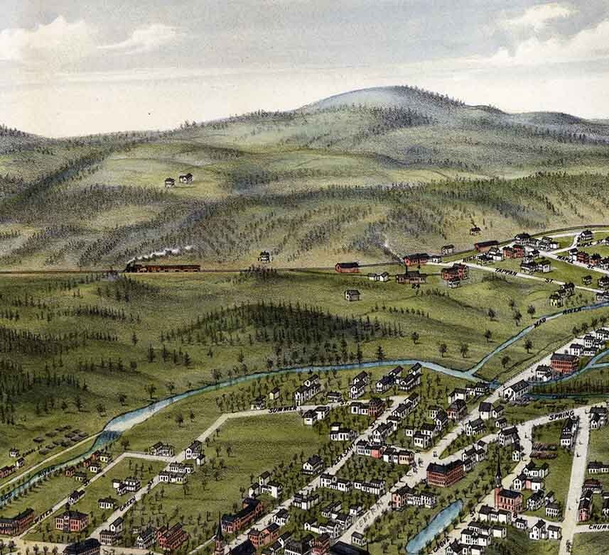 1877 Panoramic Map of Farmington Stafford County New Hampshire - Etsy
