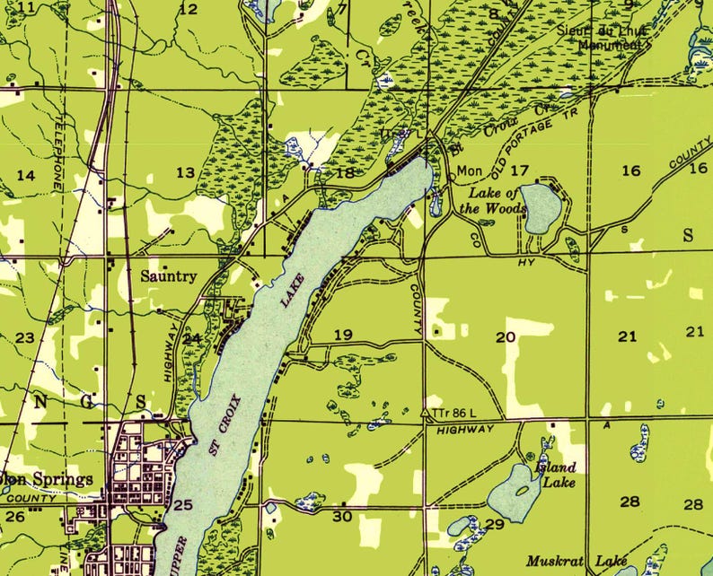 1947 Map of the Brule River Wisconsin Douglas County - Etsy Canada