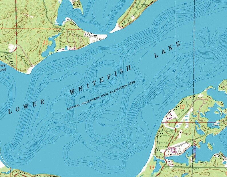 1995 Map of White Fish Lake Minnesota - Etsy