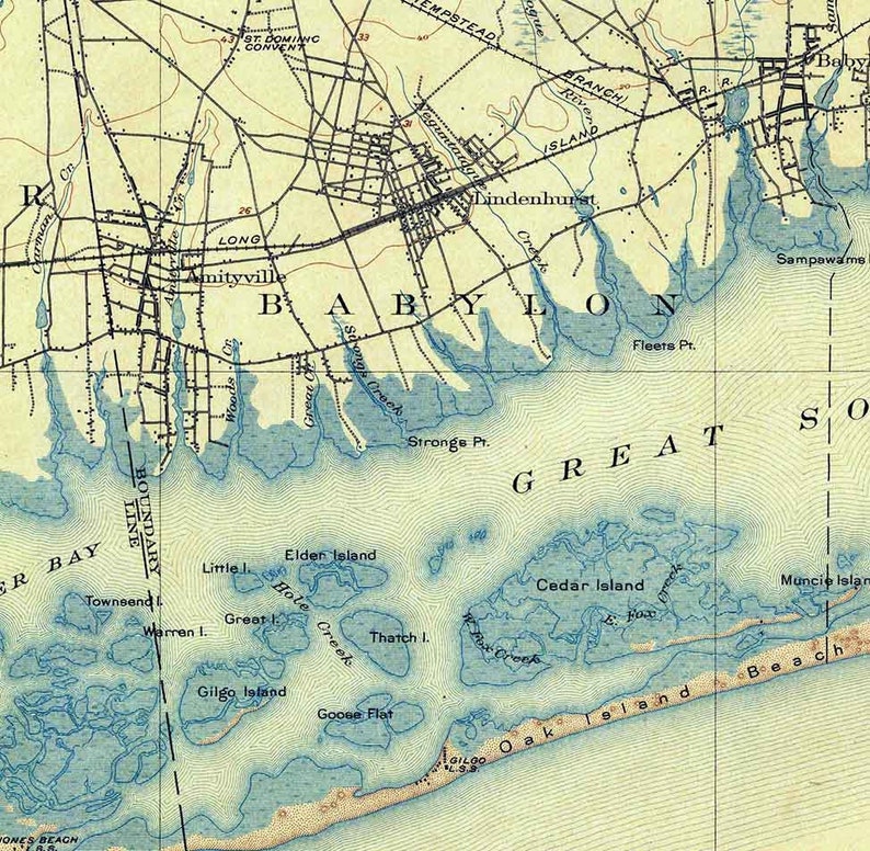 1903 Topo Map of Babylon New York - Etsy