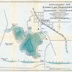 1898 Map of Elkhart Lake Sheboygan County Wisconsin - Etsy