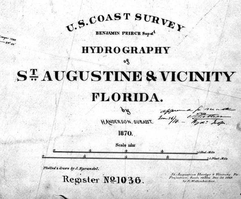 1870 Nautical Map of Saint Augustine Florida Inlet - Etsy
