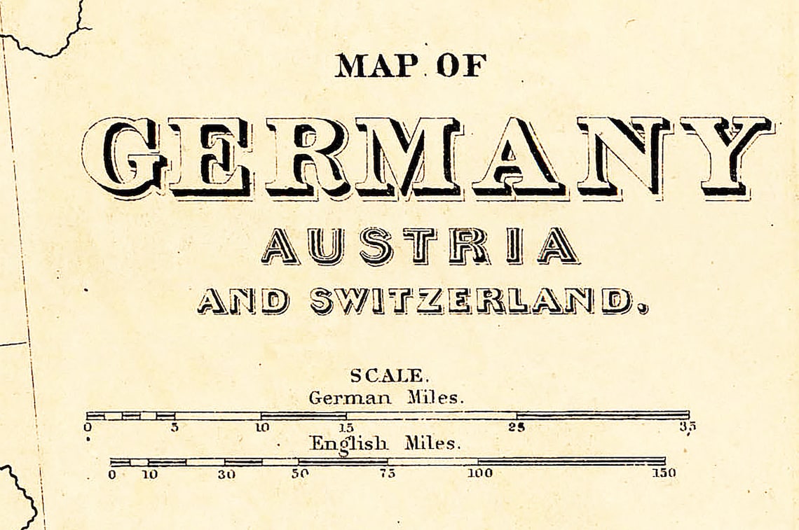 1876 Map of Germany Austria and Switzerland - Etsy