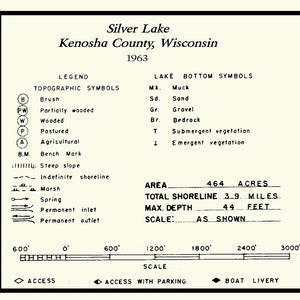 1963 Map of Silver Lake Kenosha County Wisconsin - Etsy