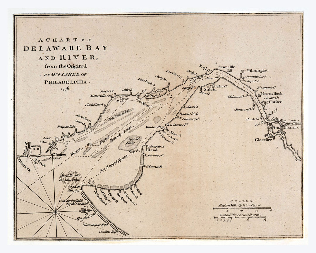 1776 Chart Map of the Delaware Bay and River Philadelphia - Etsy