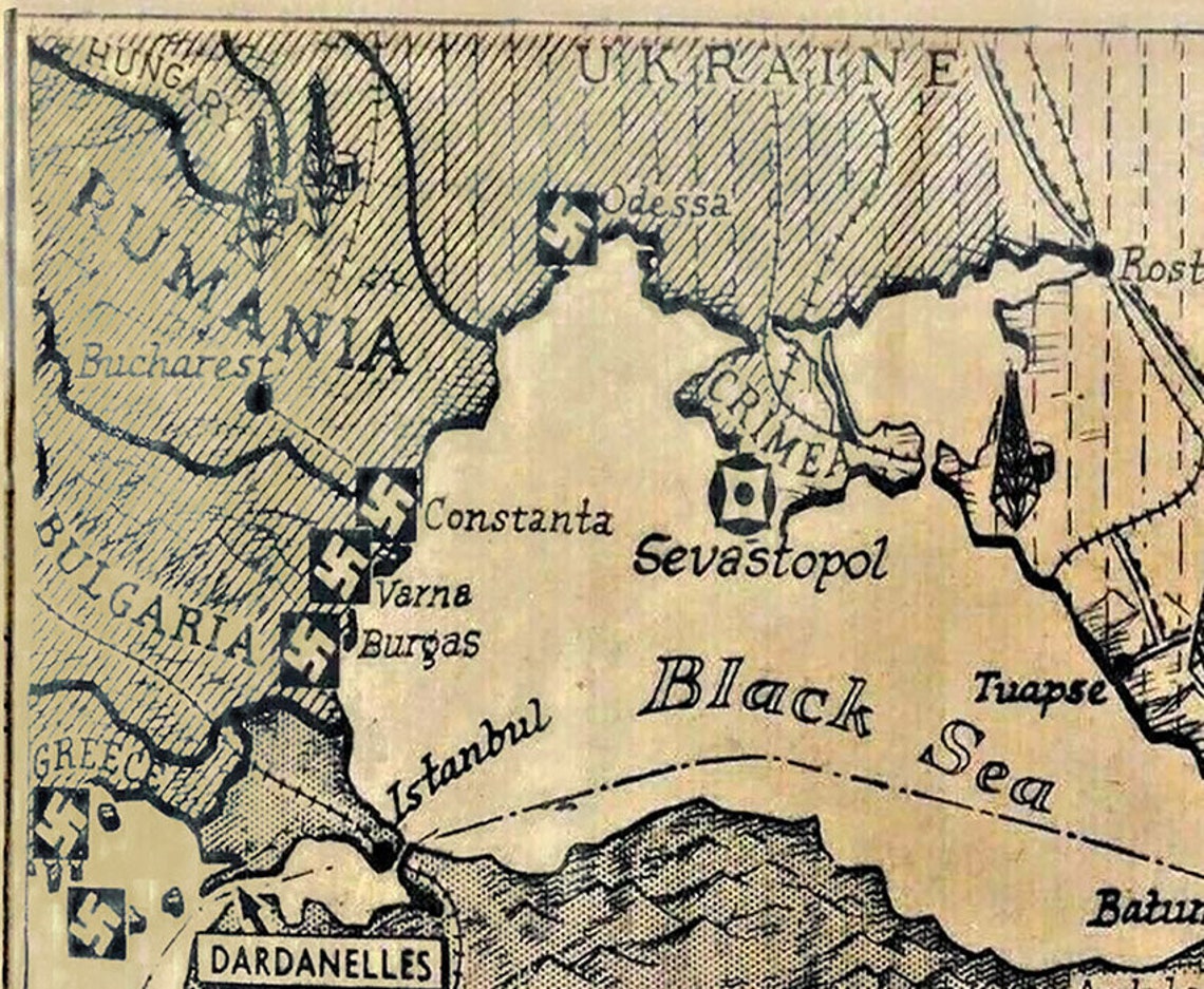 1940s Map of Middle East Oil Fields During World War 2 | Etsy