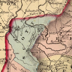 1873 Map of Randolph and Pendleton County West Virginia - Etsy
