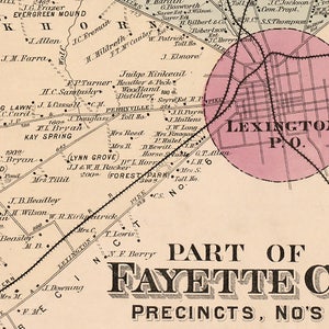 1877 Map of Northern Fayette County Kentucky - Etsy
