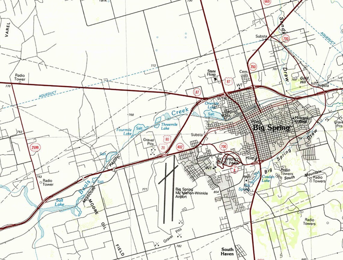 1986 Topo Map of Big Spring Texas Brown Coahoma Staton | Etsy