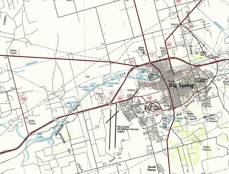 1986 Topo Map of Big Spring Texas Brown Coahoma Staton - Etsy