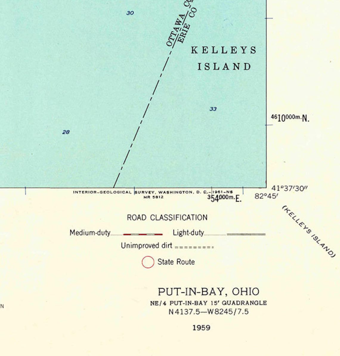 1959 Topo Map of Put-in-bay Ohio Lake Erie Islands | Etsy