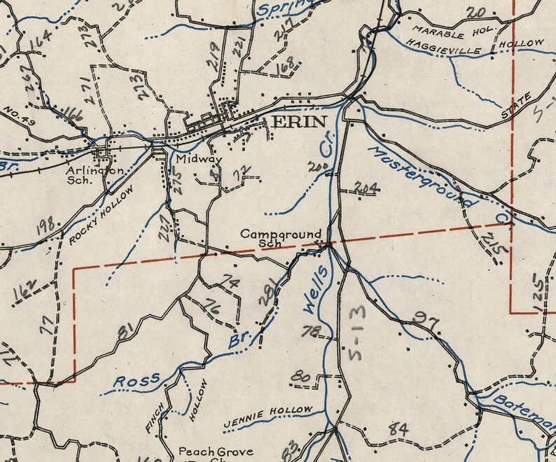 1935 Map of Houston County Tennessee - Etsy