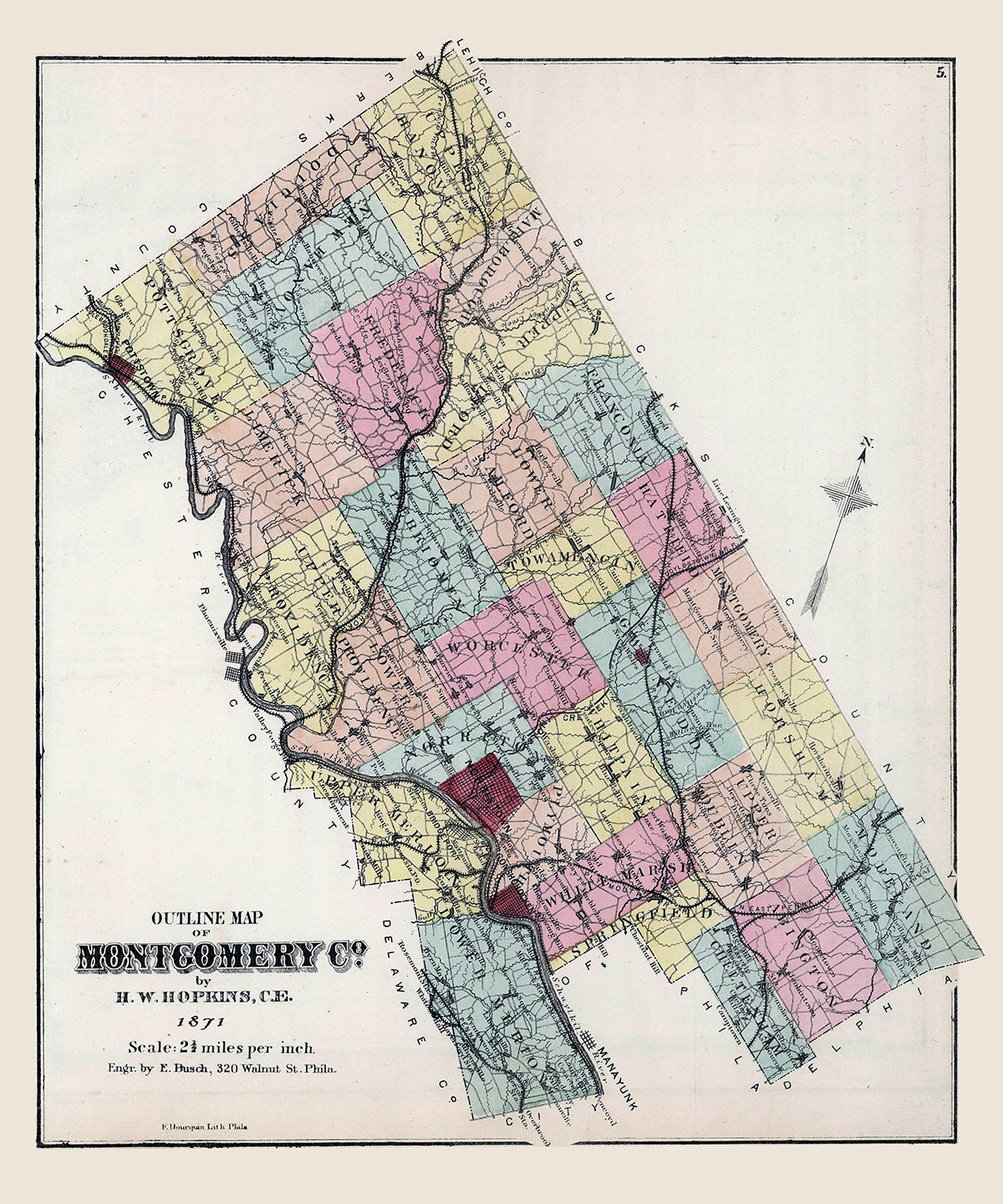 1871 Map of Montgomery County Pennsylvania - Etsy